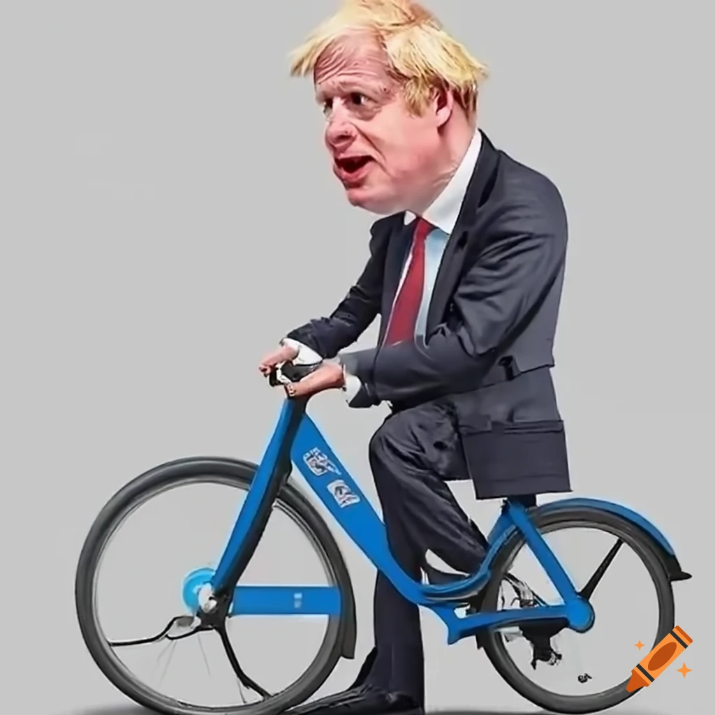 Boris johnson riding a boris bike on Craiyon
