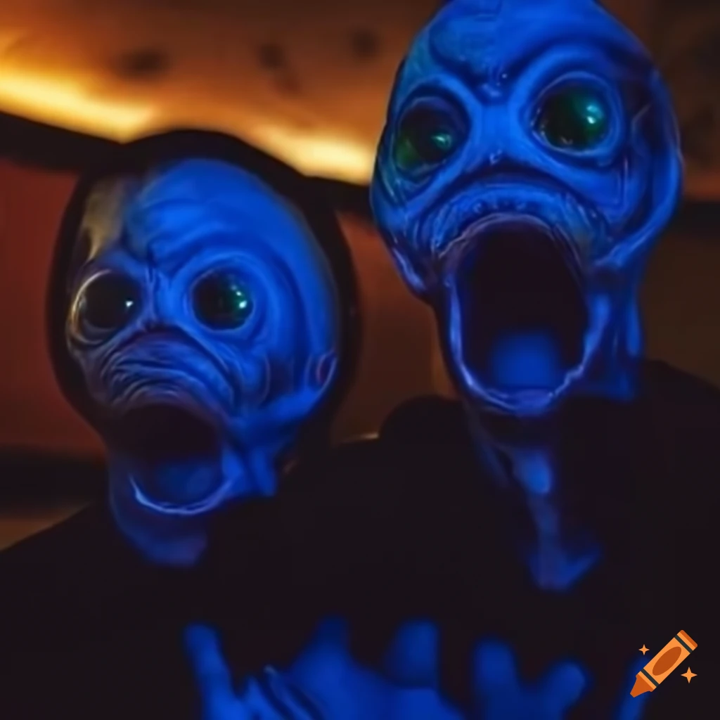 Translucent alien extraterrestrial ghosts posing together in a sci-fi ...