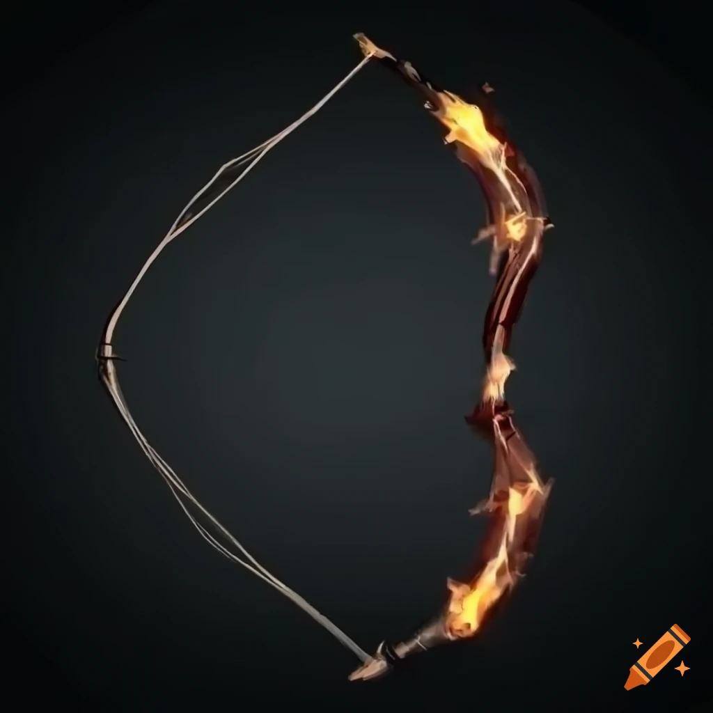 Broken medieval bow with glowing red eye in dark souls art style on Craiyon