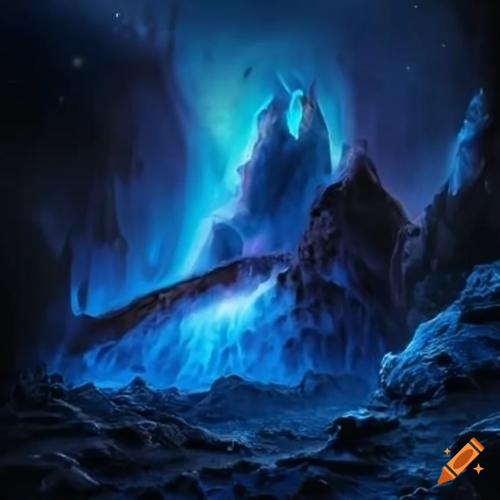 Flaming blue hellscape on Craiyon