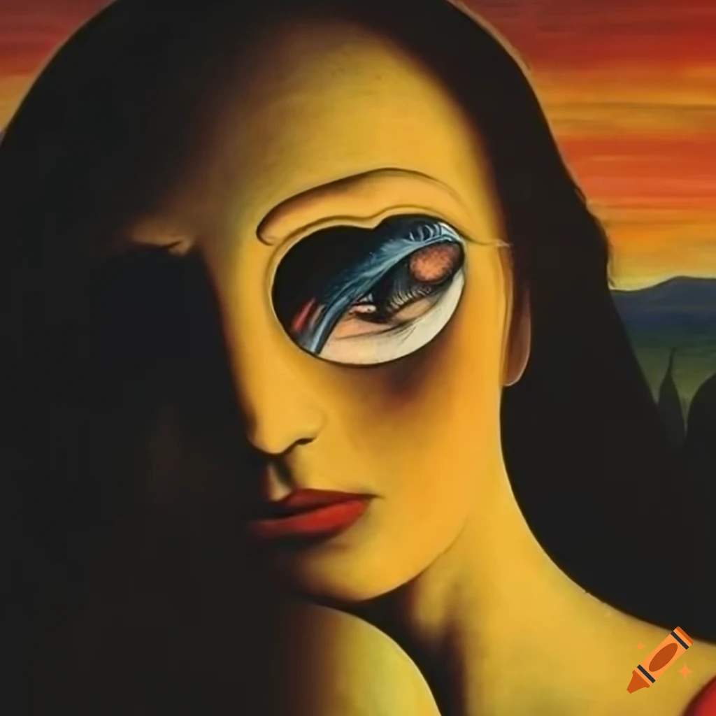 Bird woman with nonbinary human gazing through celestial veil, science ...