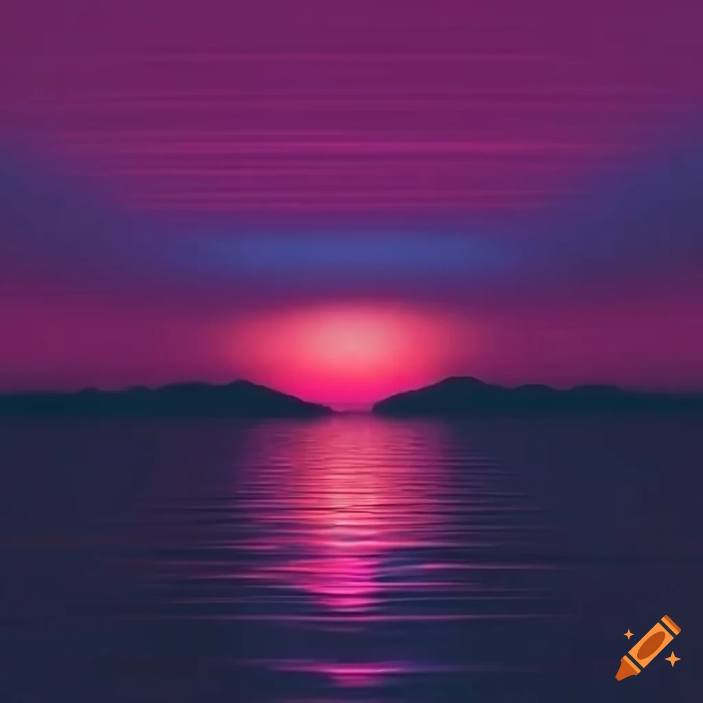 Synthwave sunset with water dripping on the water surface on Craiyon