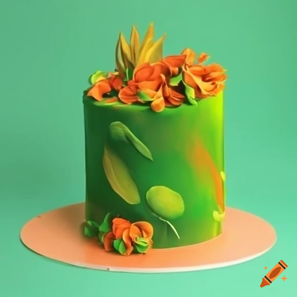 Tropical green flower cake on Craiyon