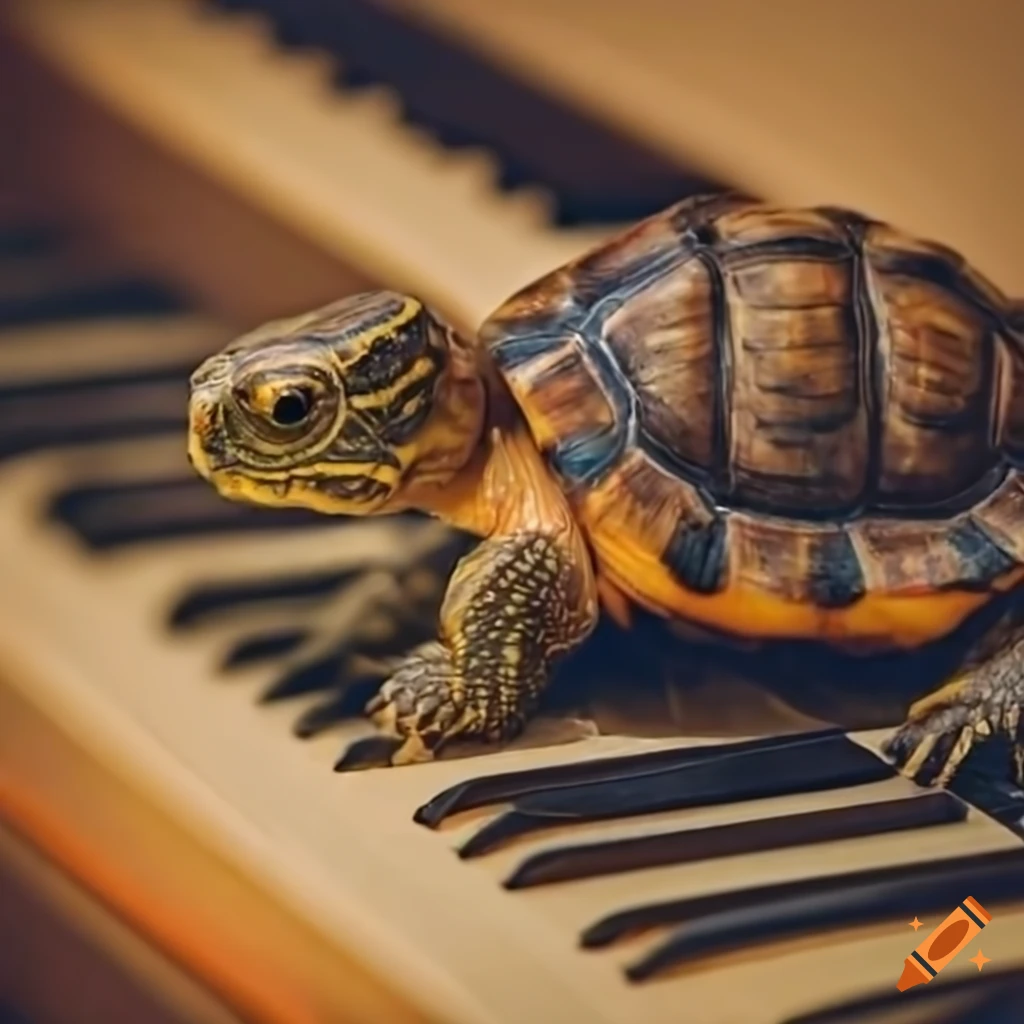 Turtle playing a piano on Craiyon