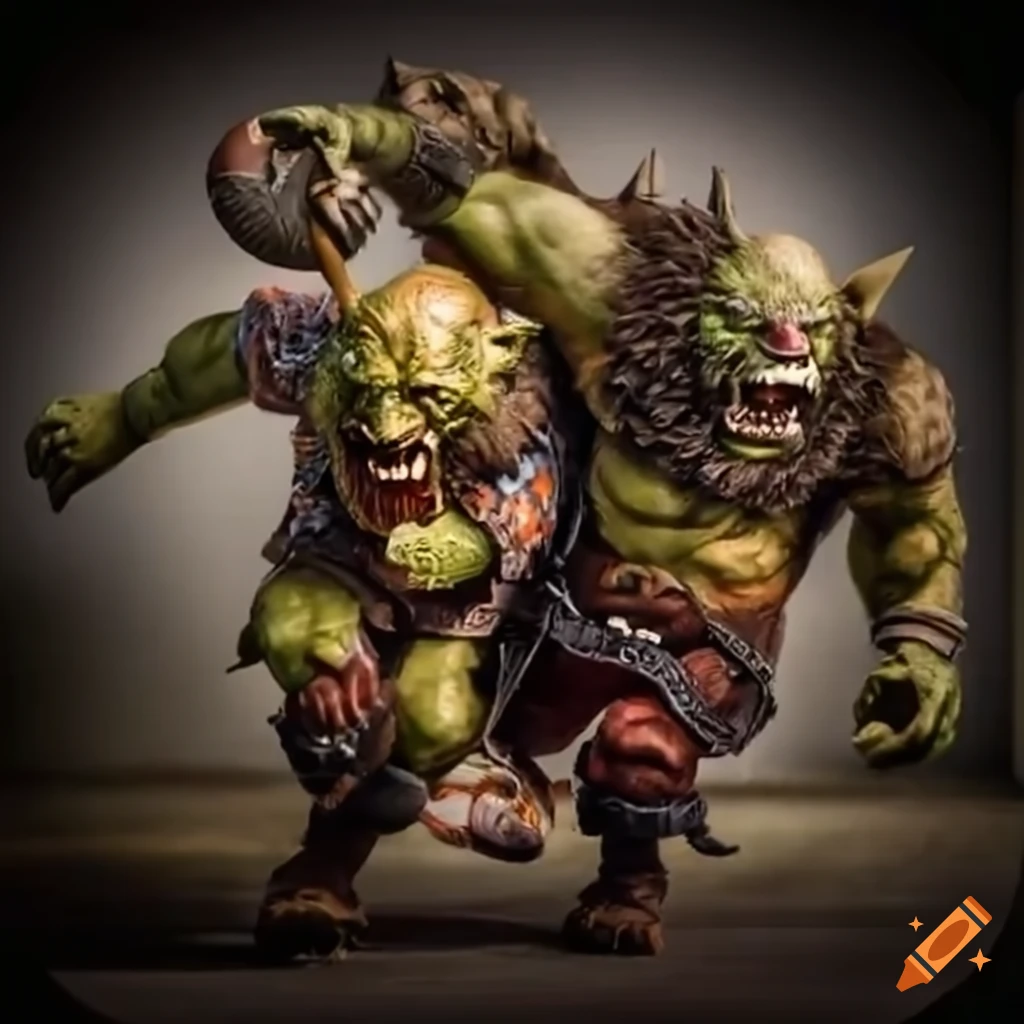 Scene with orcs, dwarves, and werewolves playing American football on ...