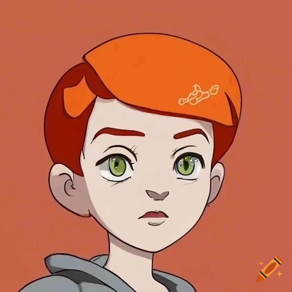 Anime Style Depiction Of Gwen Tennyson Laying In Bed With Orange Pixie Cut Hair On Craiyon