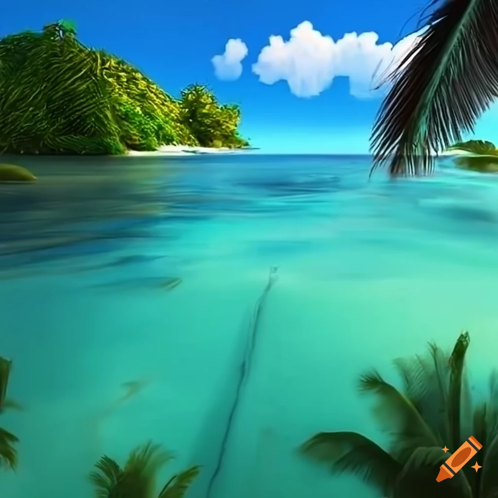 Stranded tropical island in 4k resolution on Craiyon