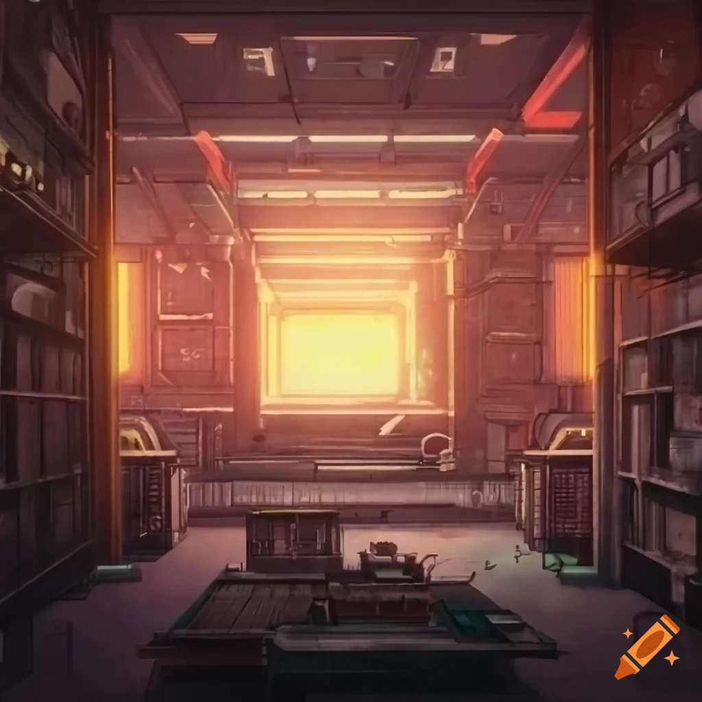 Sci-fi factory interior filled with trees on Craiyon