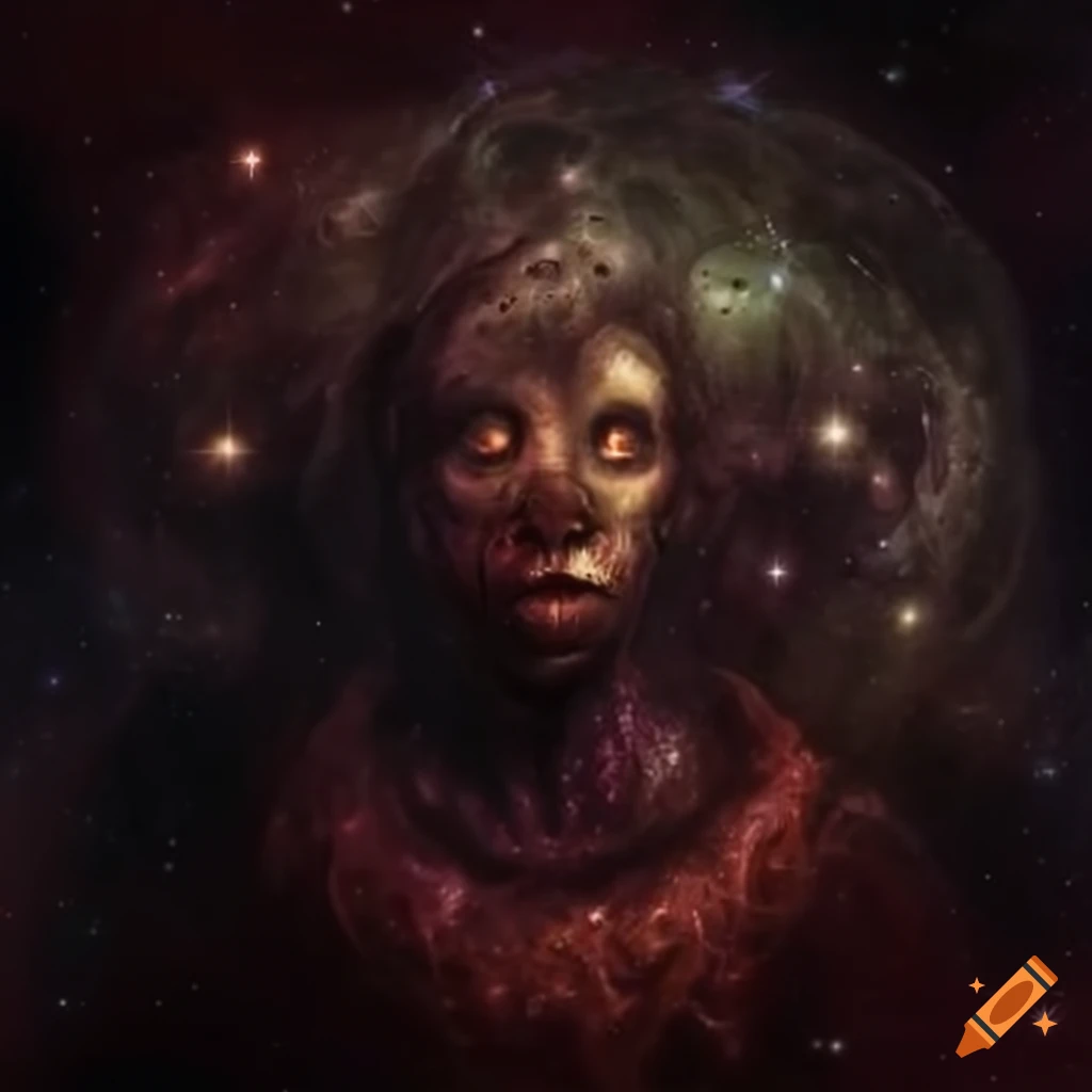 Lovecraftian cosmic horror trapped in a constellation of stars on Craiyon