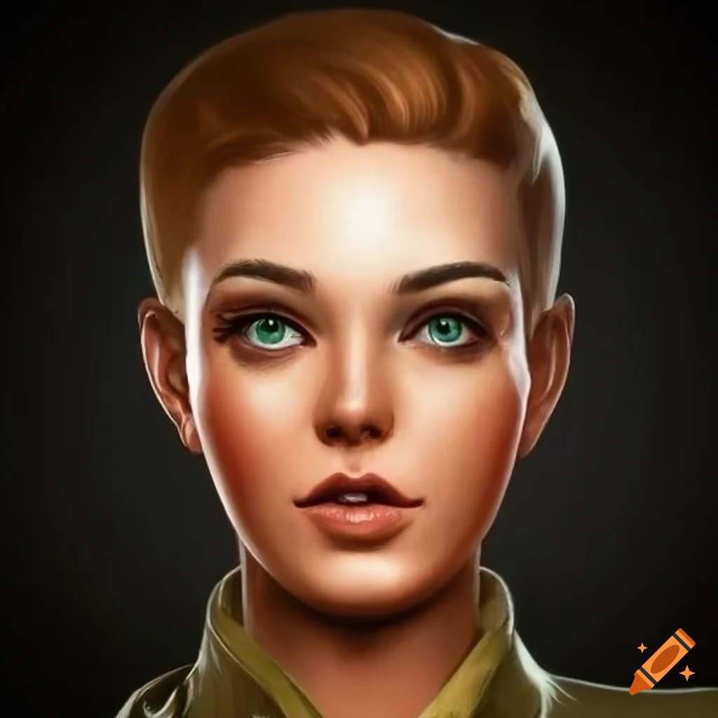 Portrait of a female french soldier with tan skin on Craiyon