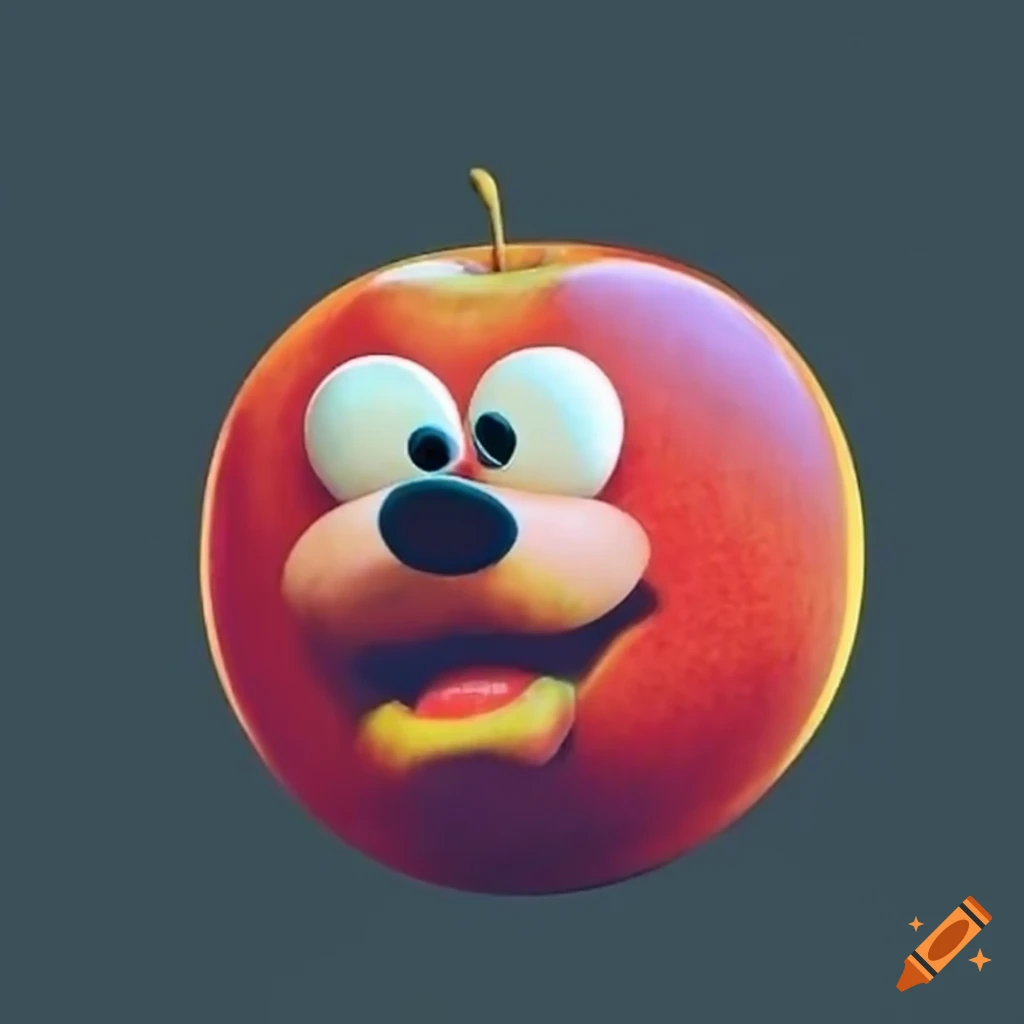 Goofy ball eating an apple on Craiyon