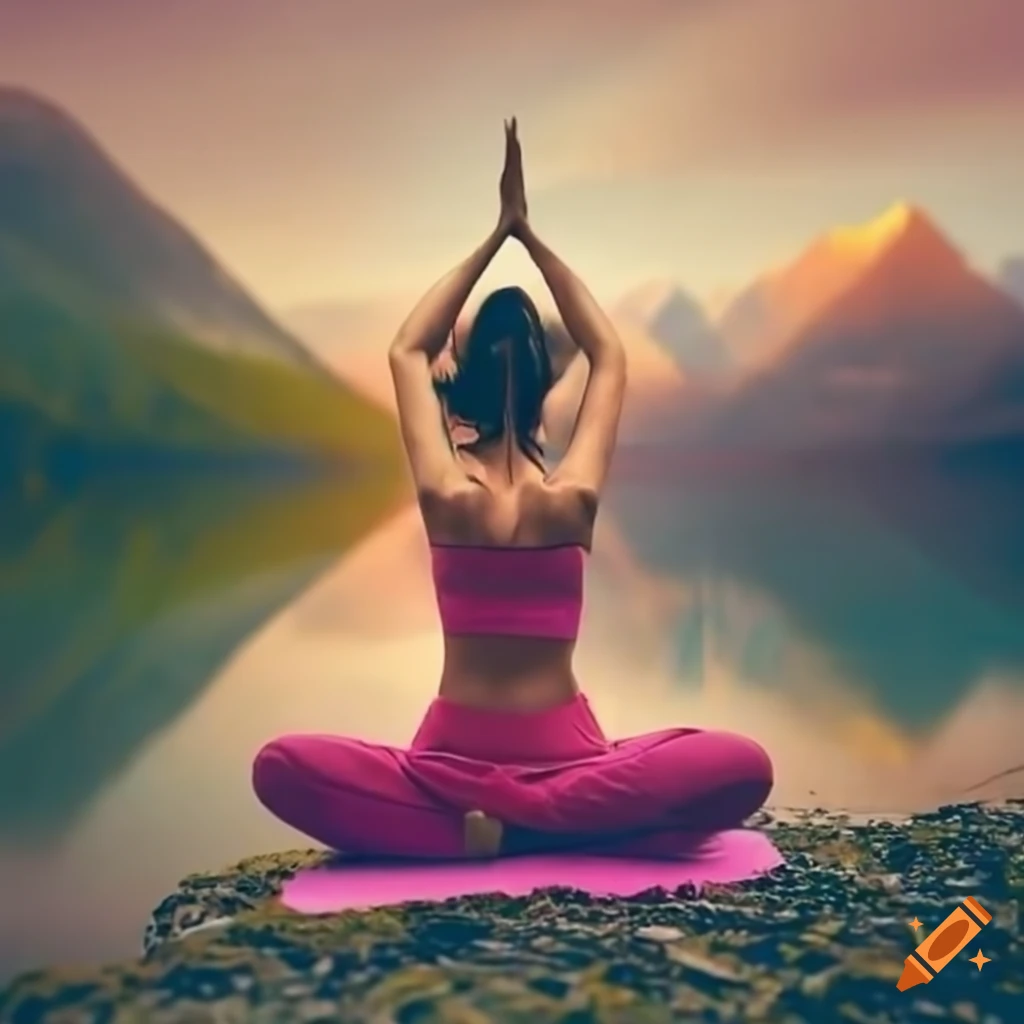 Healthy woman practicing yoga in a natural setting on Craiyon