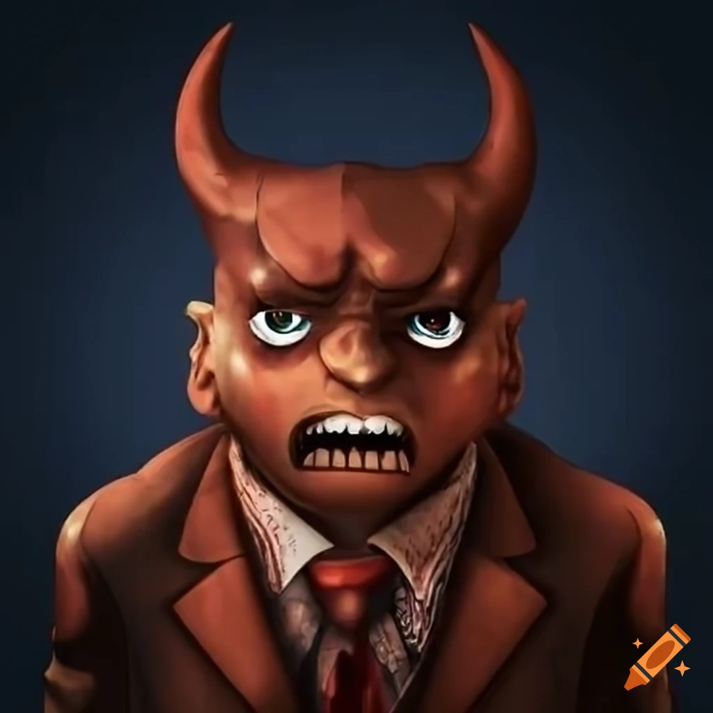 Stressed brown demon in a suit on Craiyon