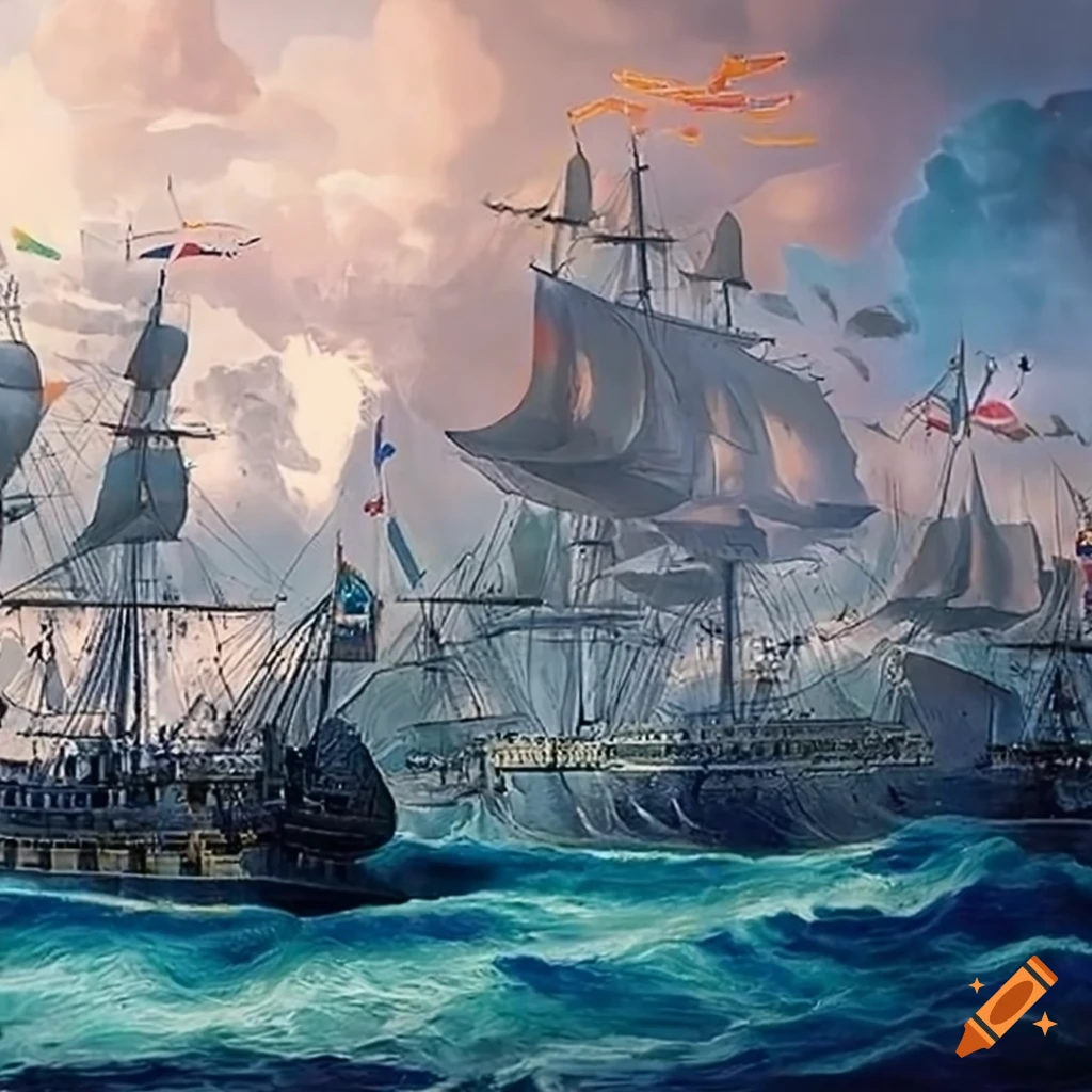 Caribbean naval battle scene on Craiyon