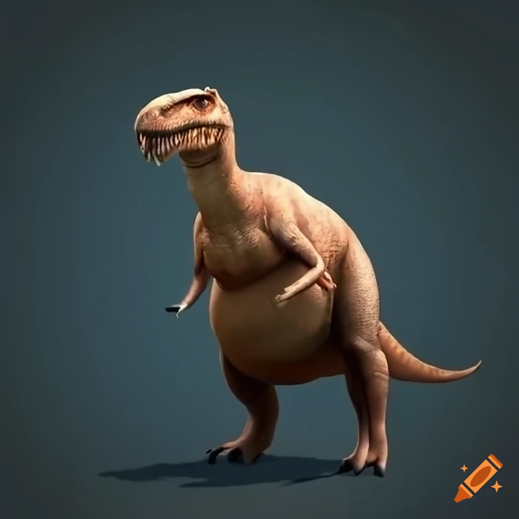 Pregnant dinosaur with a round distended belly in a full-body pose on ...