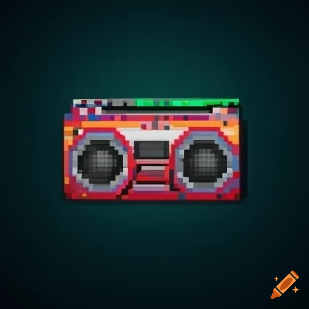 Pixelated boombox on Craiyon