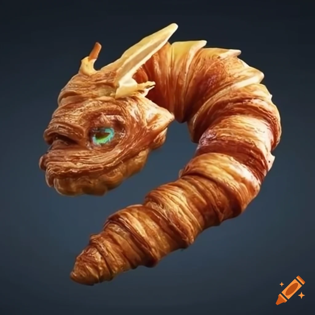 Dragon-shaped croissant on Craiyon
