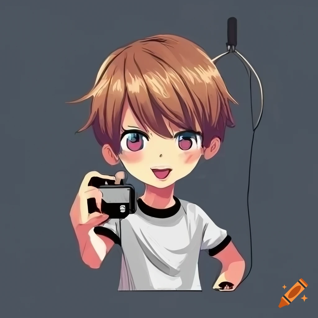 Cartoon gamer boy playing video games on a gaming setup on Craiyon