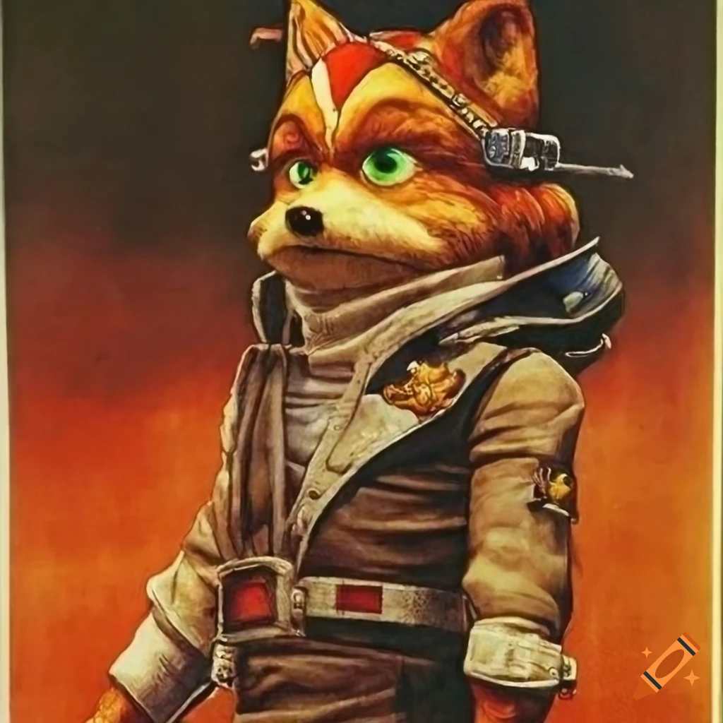 Intricate details in vintage Star Fox poster inspired by James Gurney ...