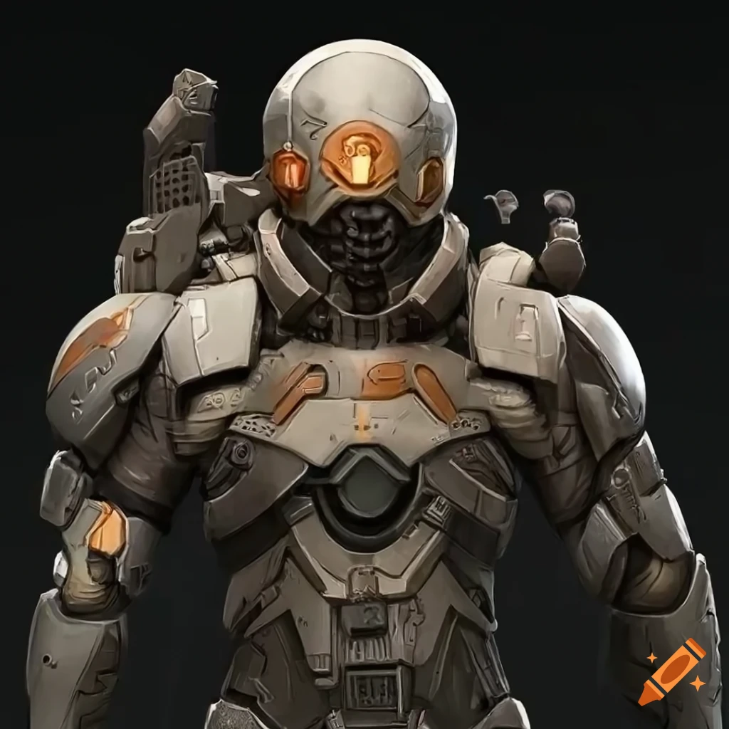 Intricately designed space soldier in futuristic armor on Craiyon