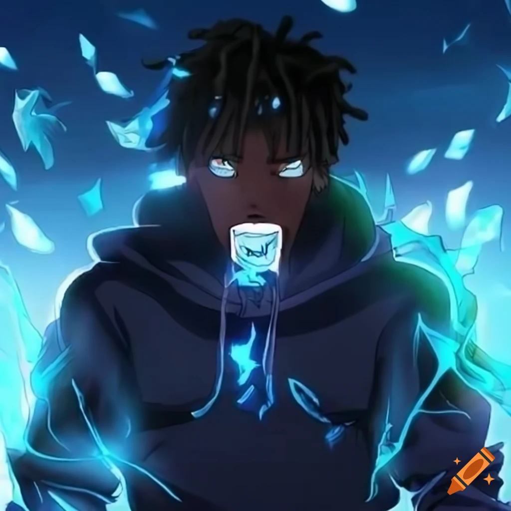 Anime character with ice powers, black guy with hoodie and dreads on ...