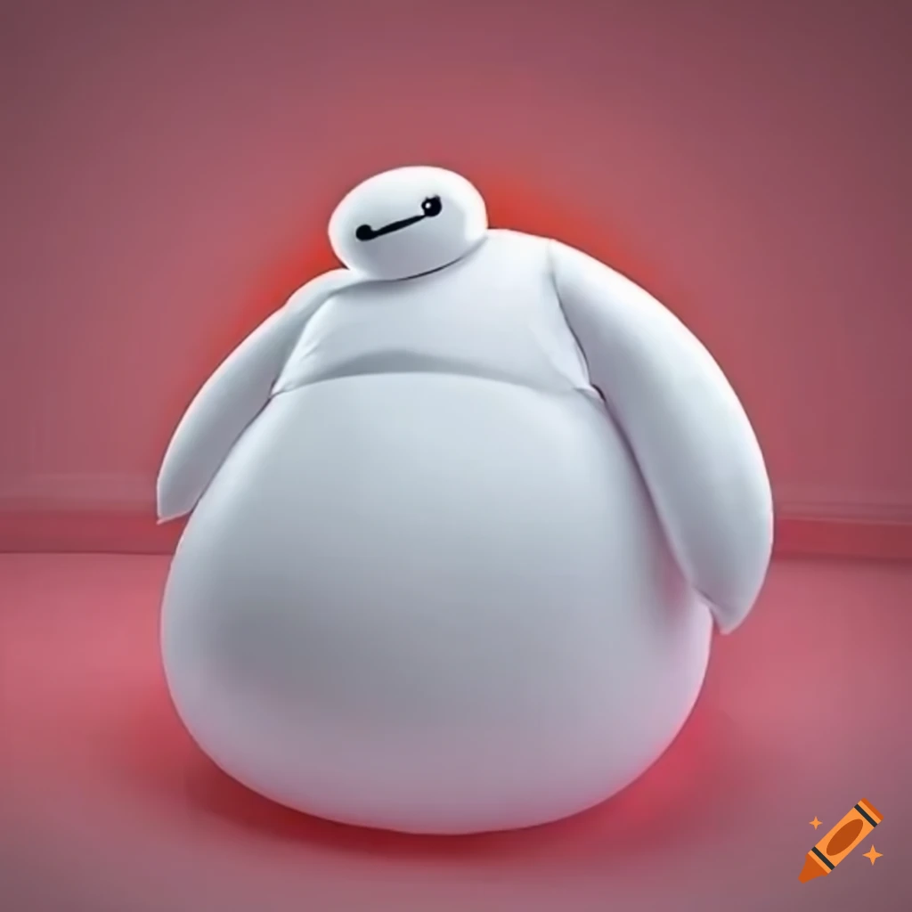 Giant shiny white inflatable baymax sitting in a padded cell on Craiyon