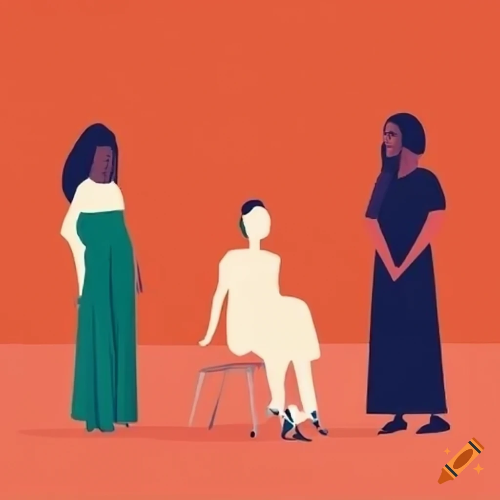 Diverse group of women debating in minimal matisse style on Craiyon