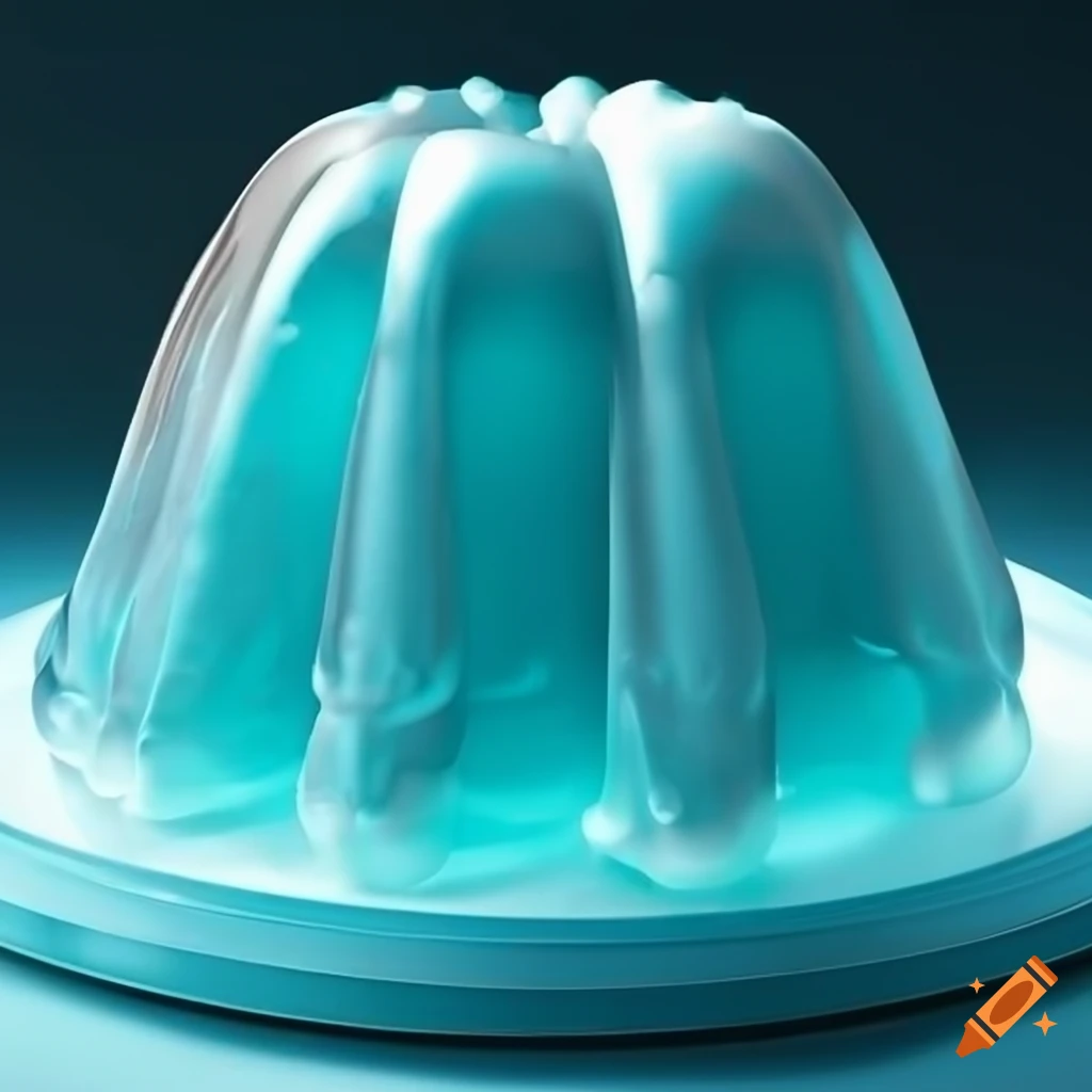 Detailed 3D model of a light blue transparent jello Bundt cake on Craiyon