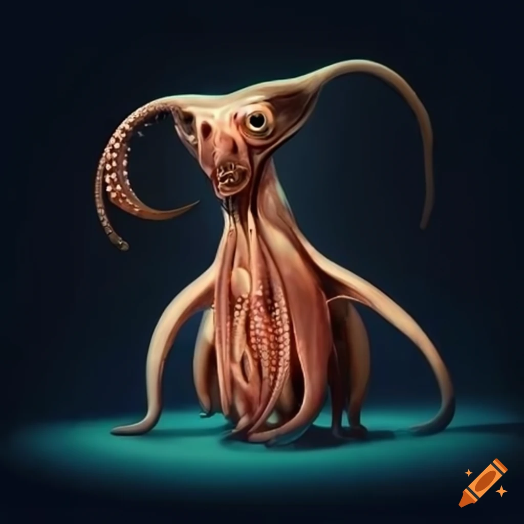 Imaginative hybrid of a dog and squid on Craiyon