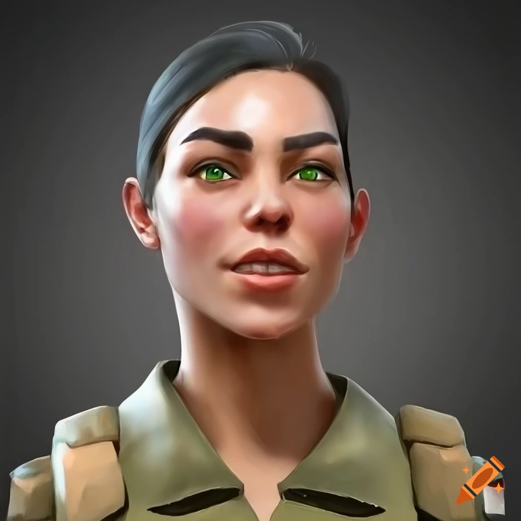 Portrait of a female French soldier with tan skin on Craiyon