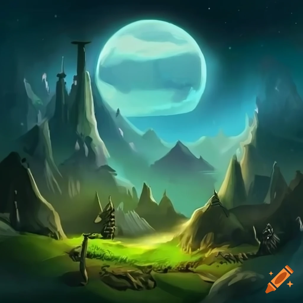 Cute cartoon fantasy world inspired by middle earth on Craiyon