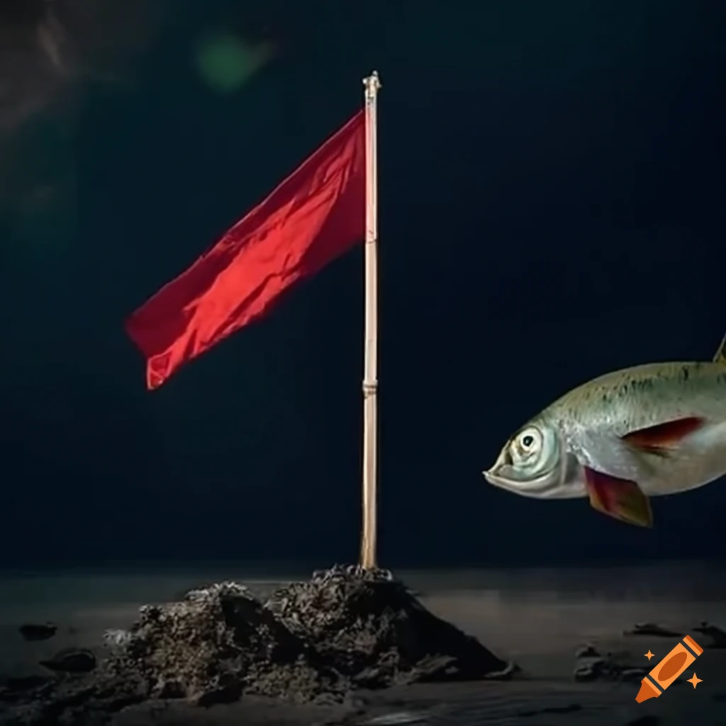 Fish planting a flag on the moon on Craiyon