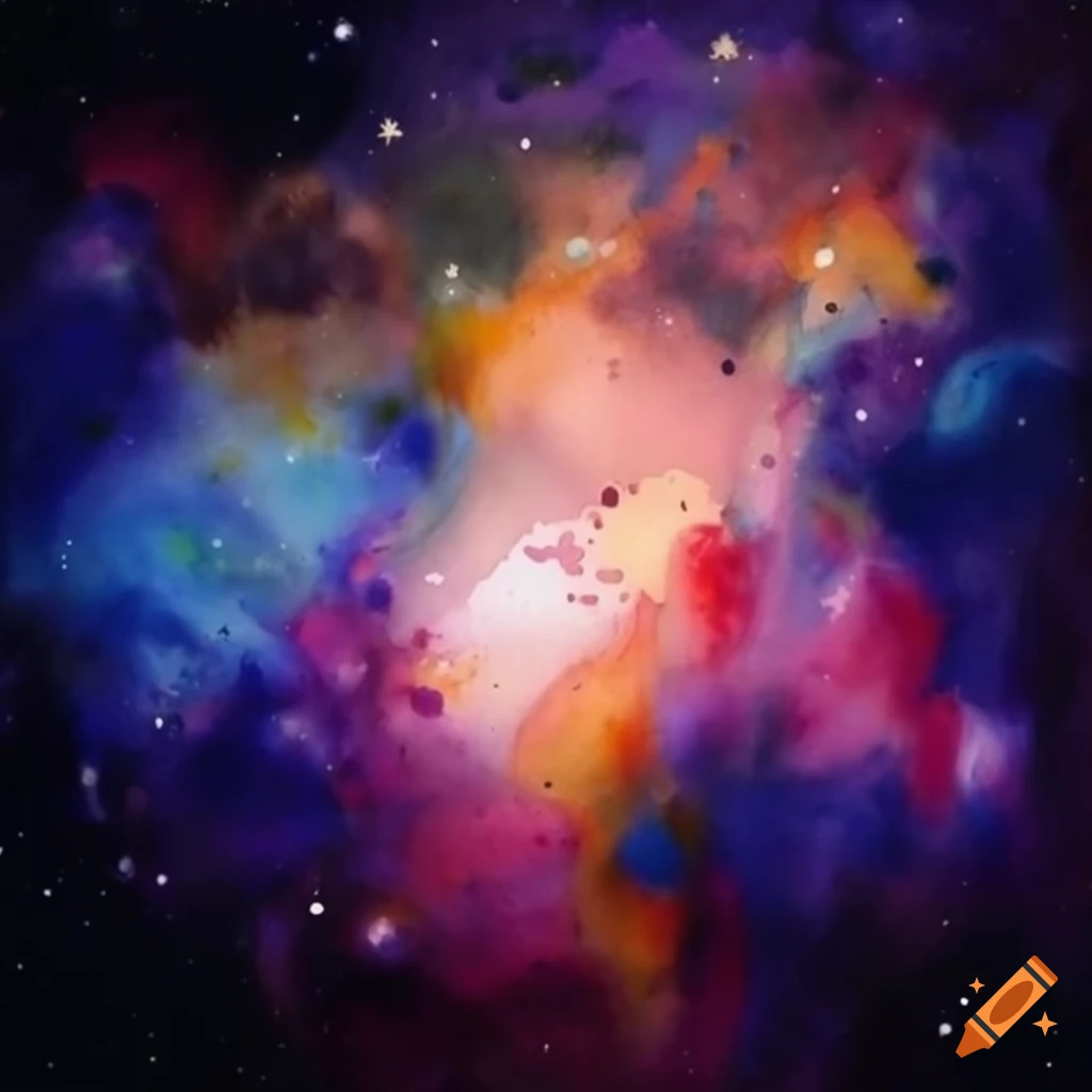 Abstract painting of universe stars in soft watercolors on Craiyon