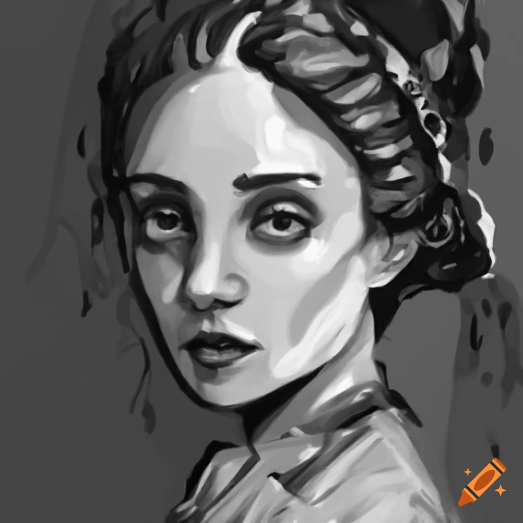 Black and white sketch of ada lovelace on Craiyon