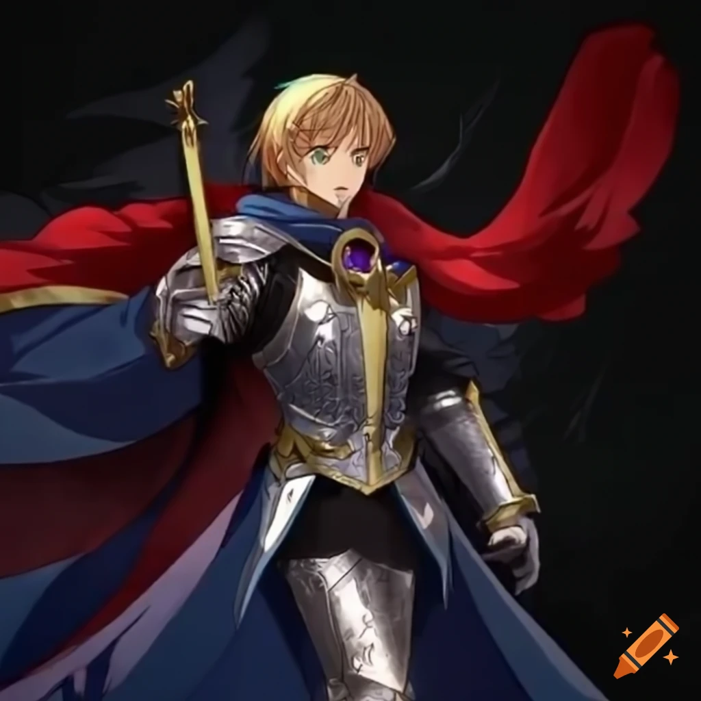 Noble prince knight with a musketeer style, powerful anime character on ...