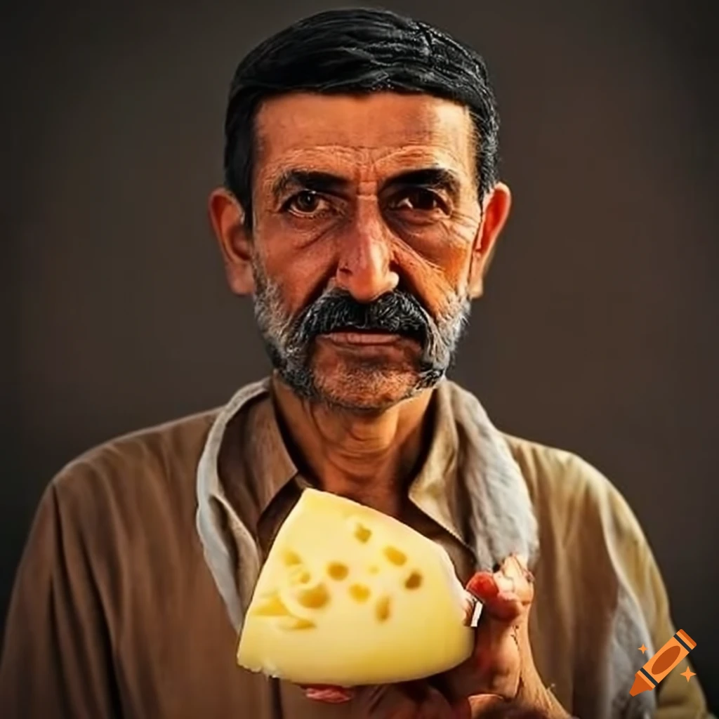 Kurdish man enjoying cheese on Craiyon