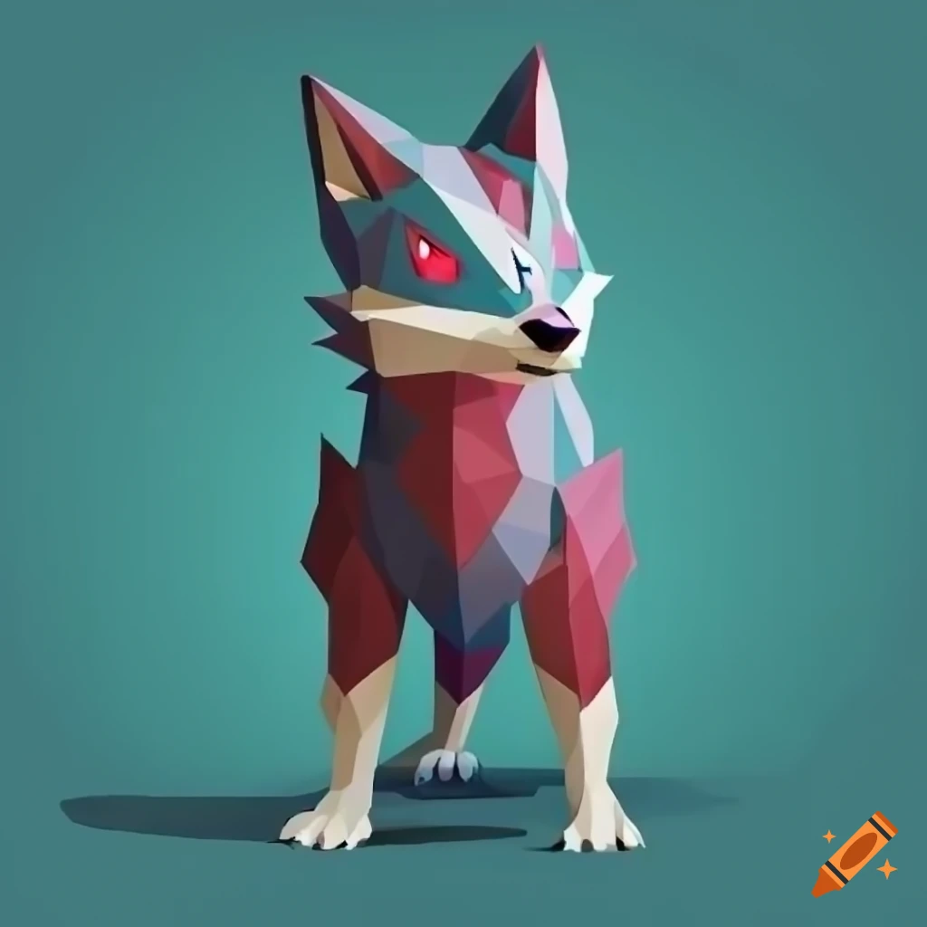Polygonal representation of Zelda's Wolf form in Pokemon style on Craiyon