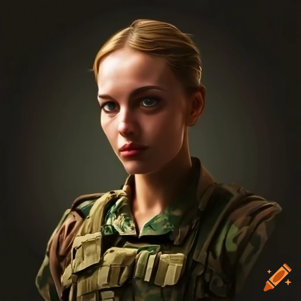 Portrait of a female soldier on Craiyon