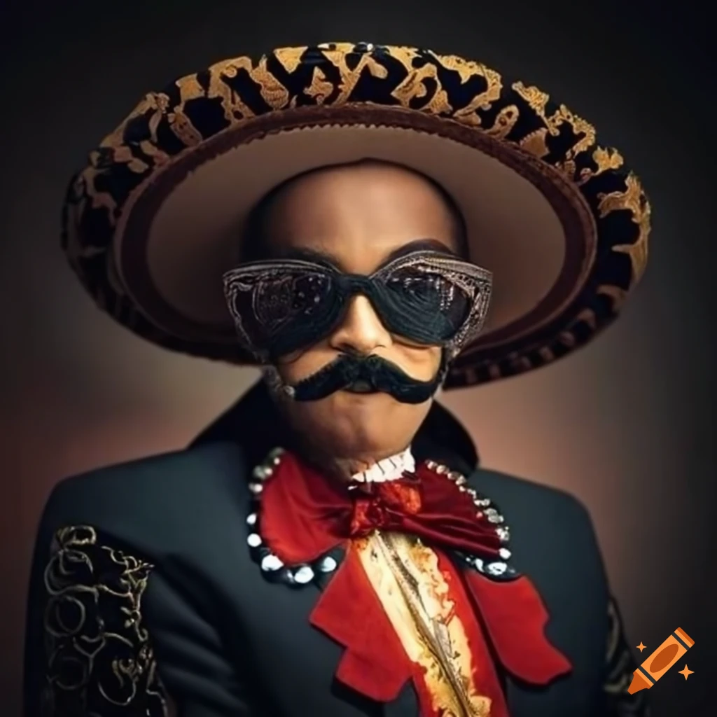Portrait of a mariachi man with a beautiful black mustache in Mexico on ...
