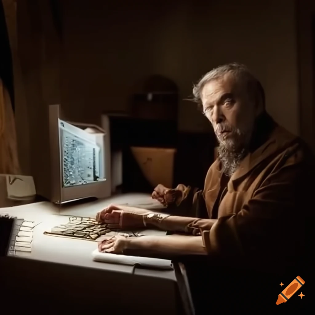 Middle-aged men playing computer games on Craiyon