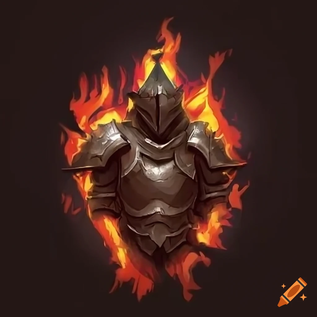 Exploding armor in epic fantasy art with a simple logo on Craiyon