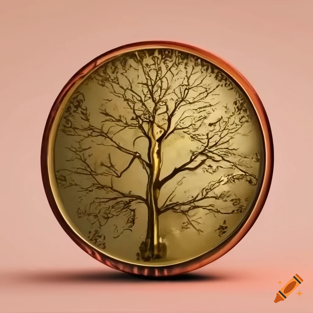 Coin with a maple tree design on Craiyon