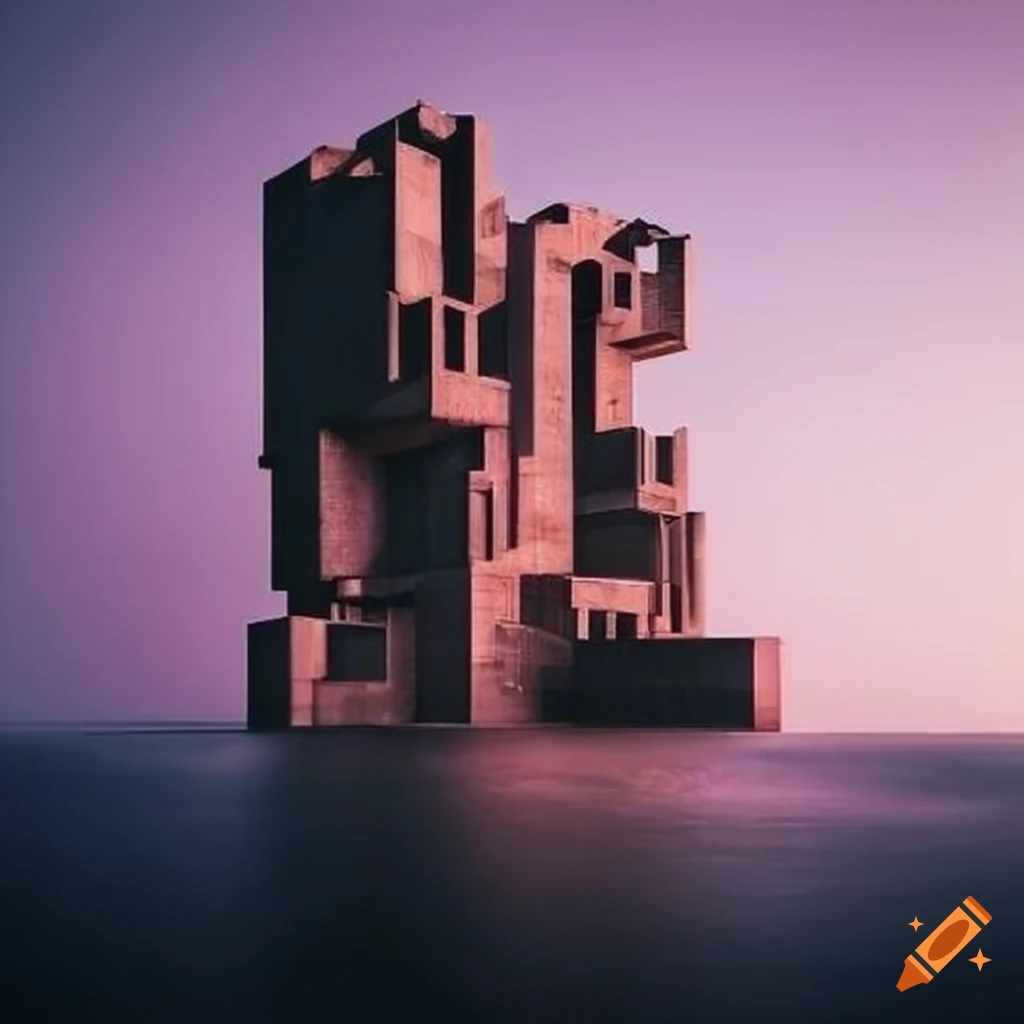 Geometric brutalist architecture design on Craiyon
