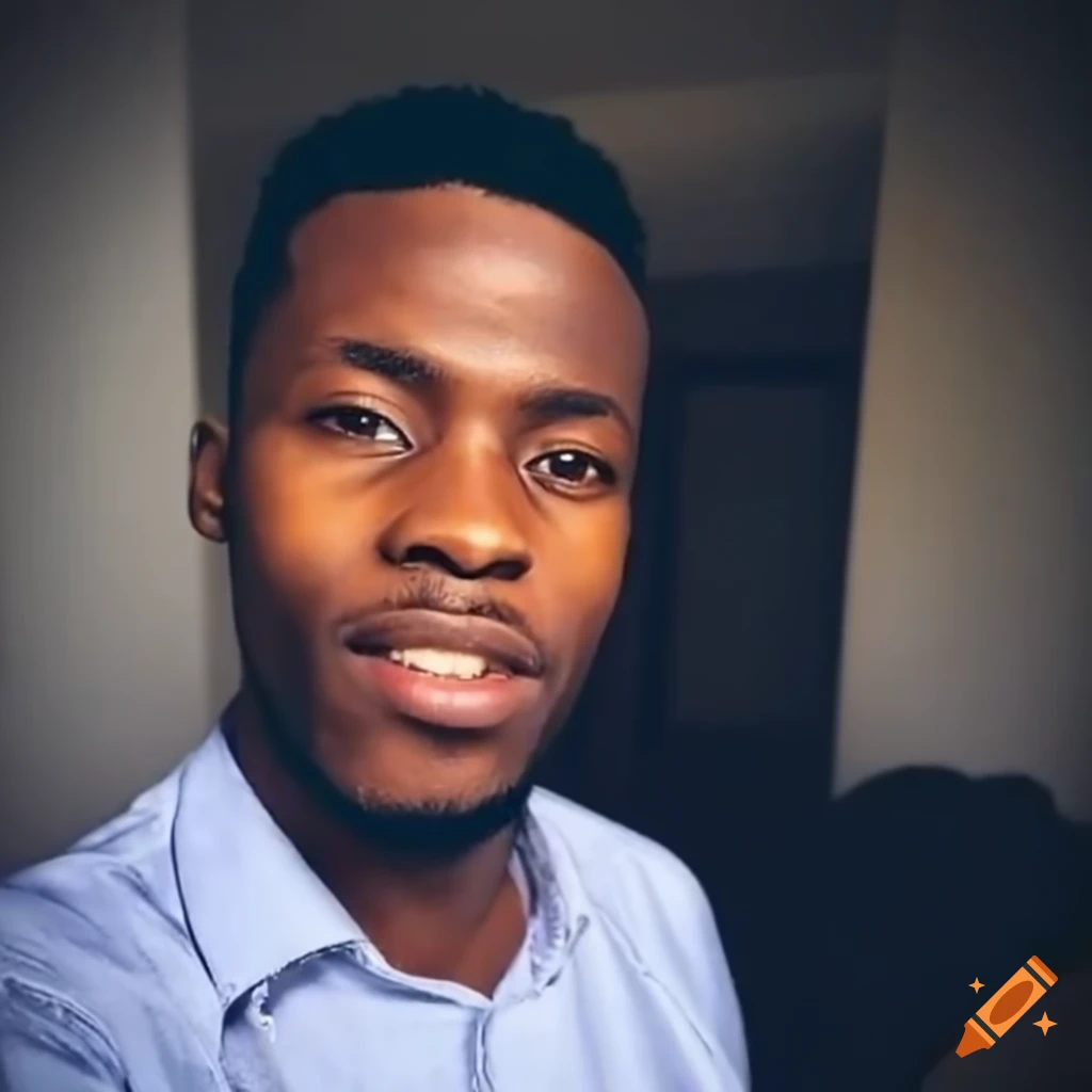 Selfie of a 21-year-old black man looking at the camera on Craiyon