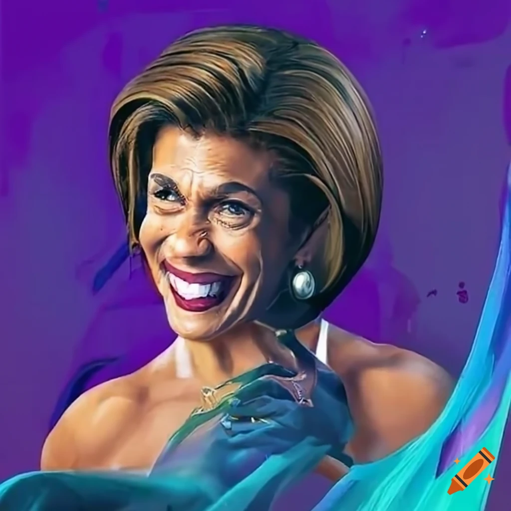 Muscular female bodybuilder in space with a heroic catchphrase on Craiyon