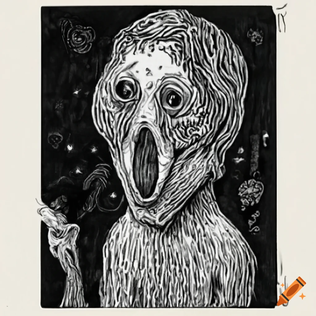 Black ink drawings of unique monsters in john kenn mortensen style on ...