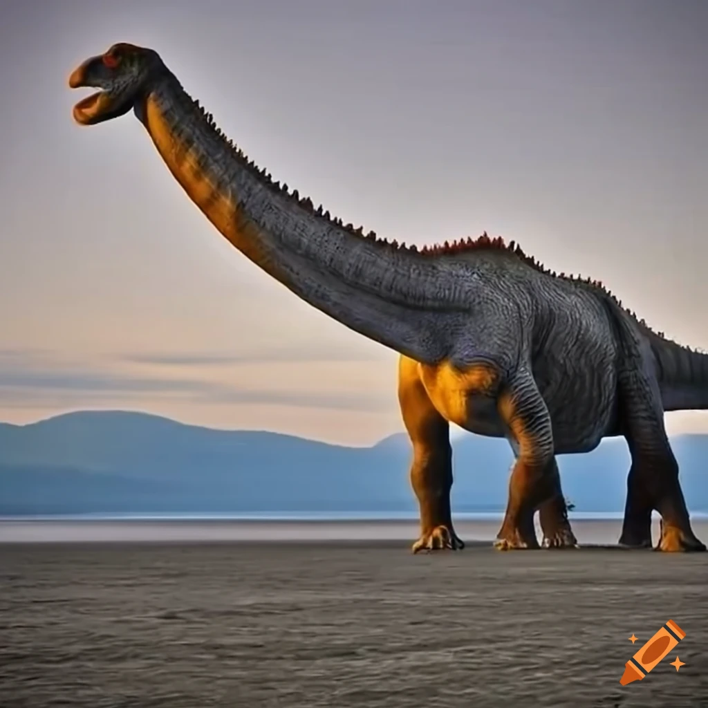 Group of Diplodocus walking along the coast in British Columbia on Craiyon