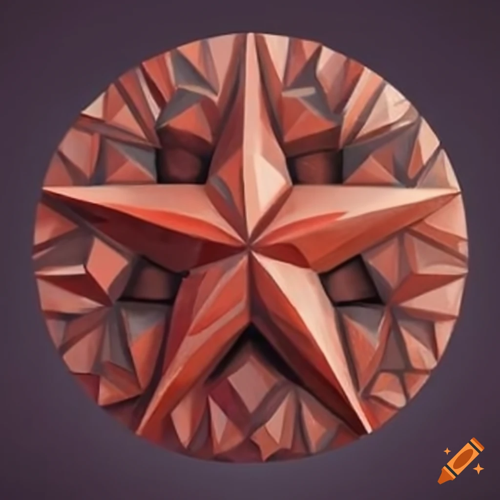 Star geometric shape carved from red ore on Craiyon