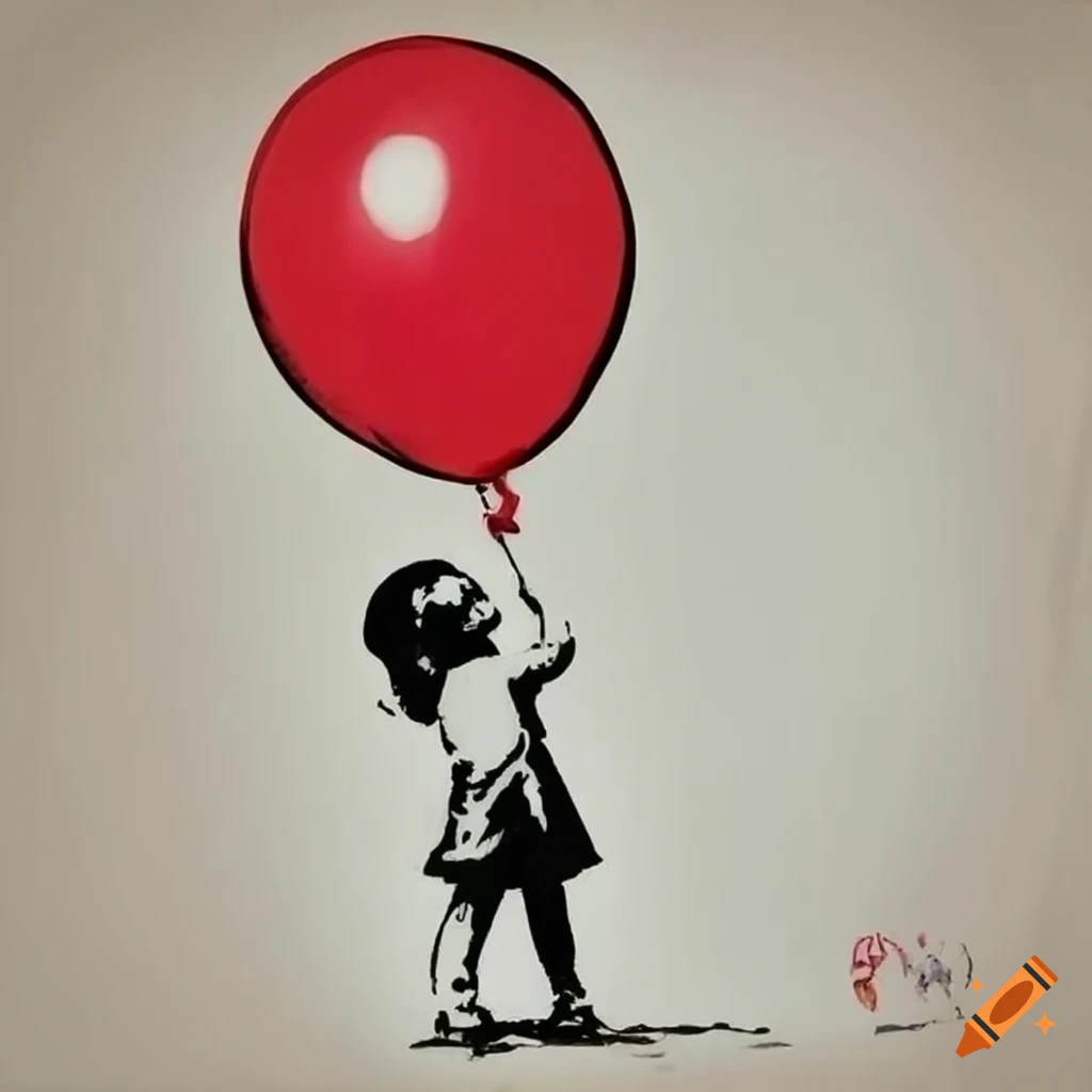 Banksy art of girl with red balloon on Craiyon