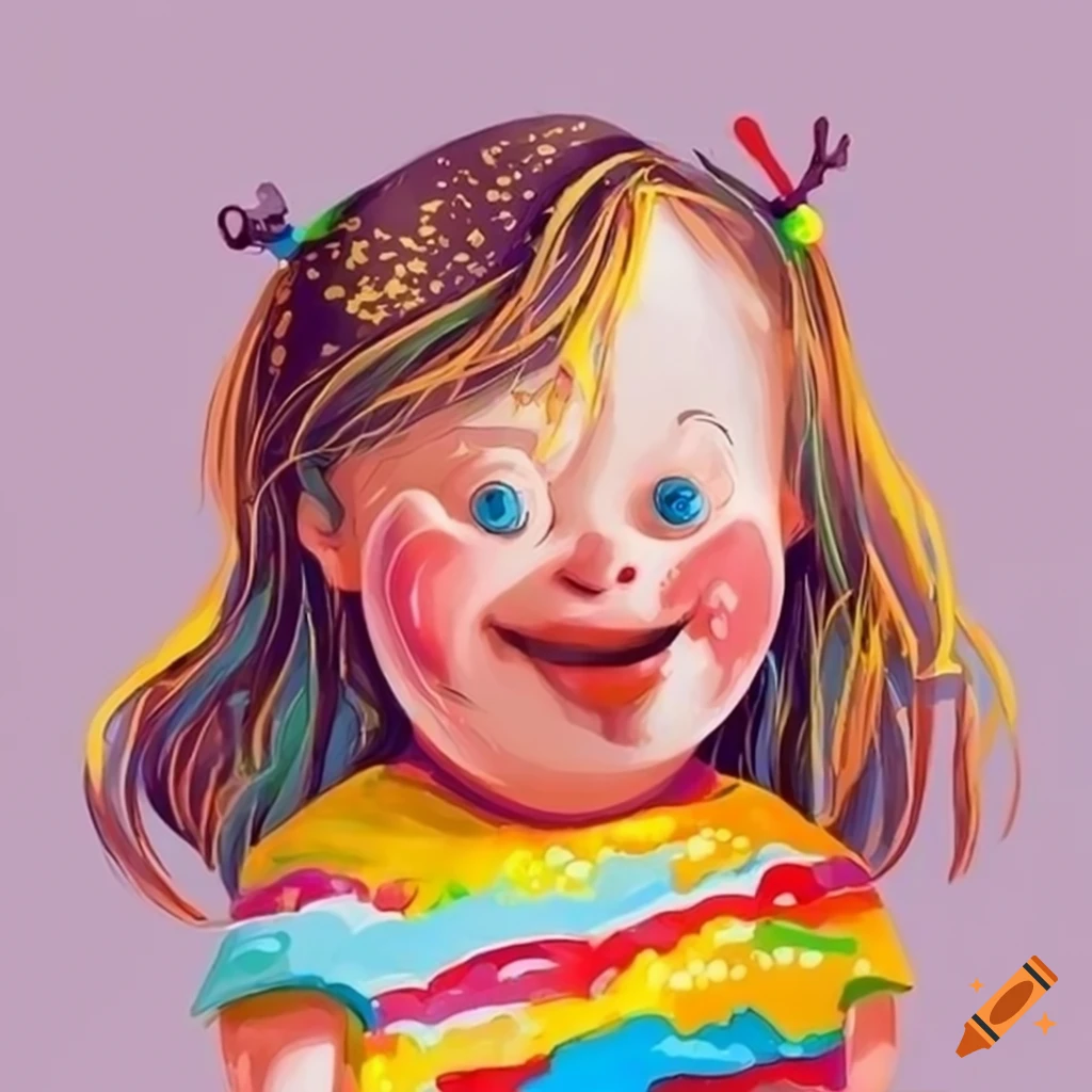 Illustration of children with down syndrome creating artwork together ...